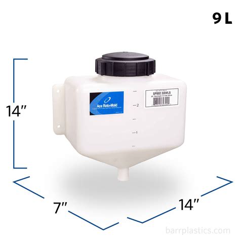 2 5 Gallon Plastic Rectangular Cone Bottom Specialty Rinse Tank Spbm2 5 Rt Barr Plastics