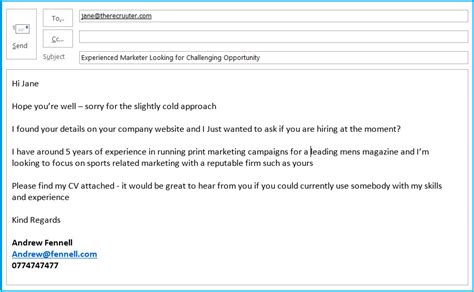 Speculative Job Email Template Williamson Ga Us