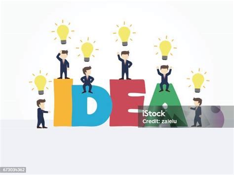 작은 단어 생각 가진 사람 및 전구 만화 비즈니스 설계 및 Infographic 위한 벡터 일러스트입니다 개념과 주제에 대한 스톡 벡터 아트 및 기타 이미지 Istock