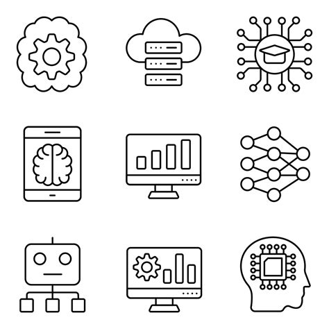 Machine Learning Line Icons Set Vector Art At Vecteezy