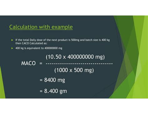 Maco Calculation For Cleaning Validationpdf