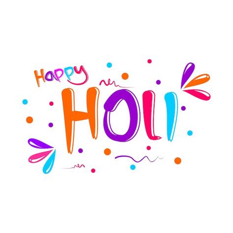 Premium Vector Simple Happy Holi Typography Text With Bright Colors
