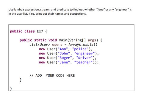 Solved Use Lambda Expression Stream And Predicate To Find Chegg Com