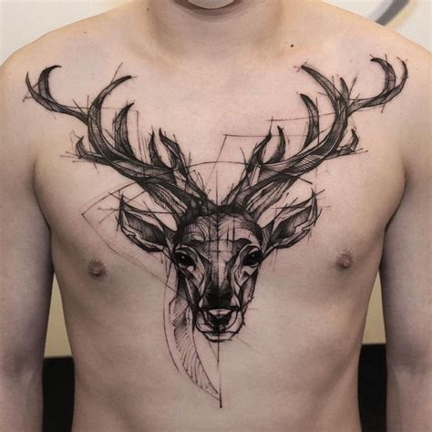 Elk Chest Tattoo
