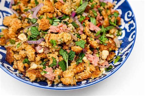 Laotian Nam Khao Crispy Rice Salad