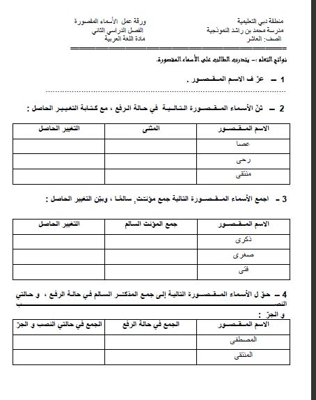 ورقة عمل جمع المؤنث السالم للصف السادس waraqa blog