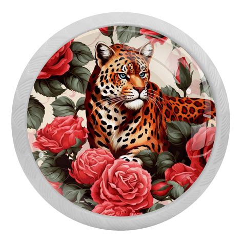 Leopard Round Glow In The Dark Cabinet Knobs With Screws 4 Pack