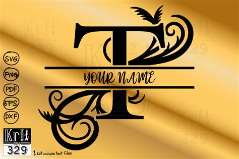 Split Monogram Svg Alphabet T Afbeelding Door Krit Studio329 · Creative