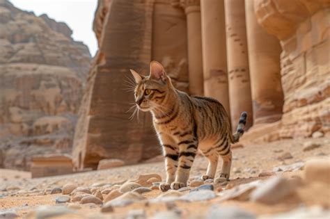 Premium Photo Majestic Tabby Cat Exploring Ancient Sandy
