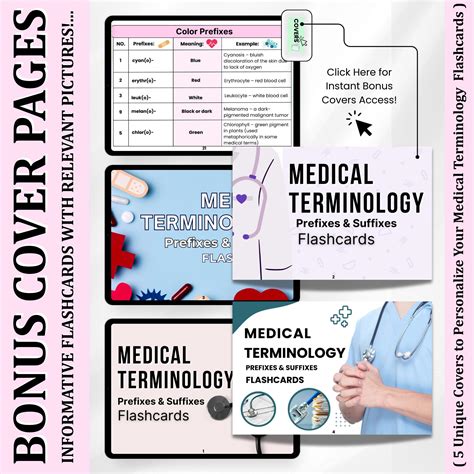 Medical Terminology Flashcards Bonus Terminology Sheets 5 Bonus Cover