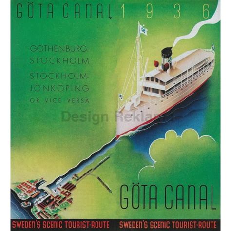 Gota Canal Swedens Scenic Line 1936 Framed Vintage Travel Poster
