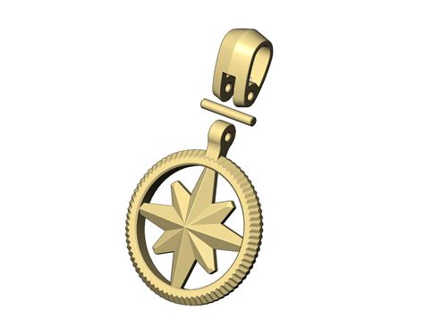Fluted Bezel Compass Pendant With Bail 3d Model 3d Printable Cgtrader