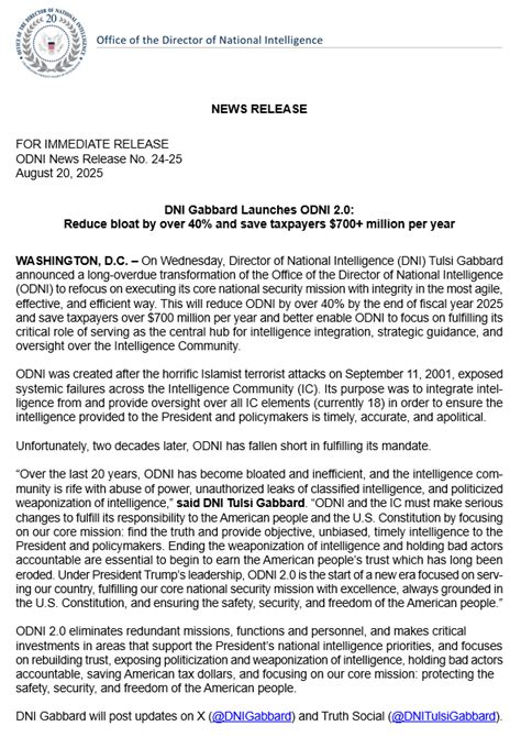 Reforming The Odni And The National Intelligence Community A Strategic