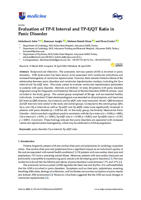 pdf evaluation of tp e interval and tp e qt ratio in panic disorder
