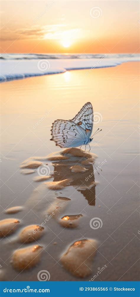 Captivating Documentary Photos Of A Butterfly On The Beach Stock