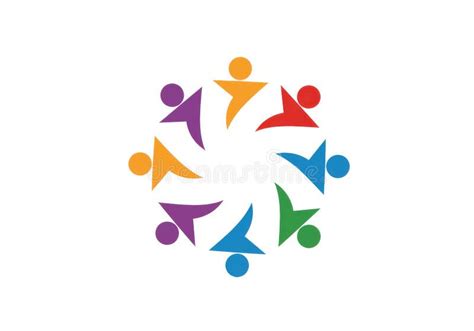 Colorful People Shaped Icons Arranged In A Circular Group Symbolizing Partnership And