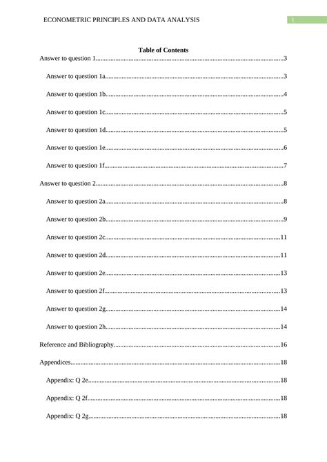 C330 Econometrics Assignment On Data Analysis And Models