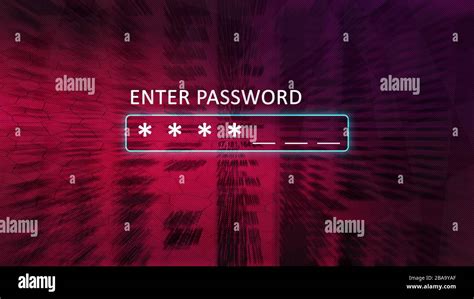 Password Screen Concept Asterisks And Underscores Red Blurred Background Horizontal Stock