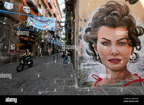 June 6 2023 Naples Italy The Mural Of Former Italian Actress Sofia Loren Created In The