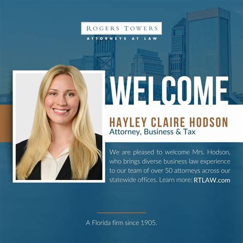 Welcome Hayley Hodson Our New Attorney Rogers Towers Pa Posted