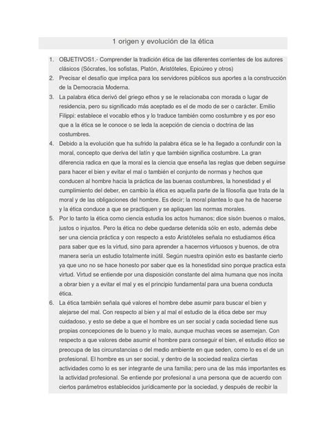 Origen Y Evolución De La Ética Pdf Sócrates Moralidad