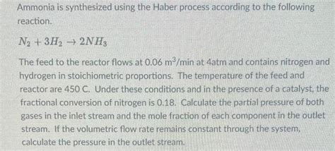 Solved Ammonia Is Synthesized Using The Haber Process Chegg