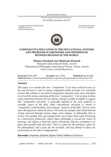 Pdf Comparative Education In The Educational Systems And Problems In Likenesses And