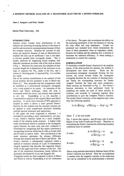 Pdf A Moment Method Analysis Of A Transverse Slot Fed By A Boxed