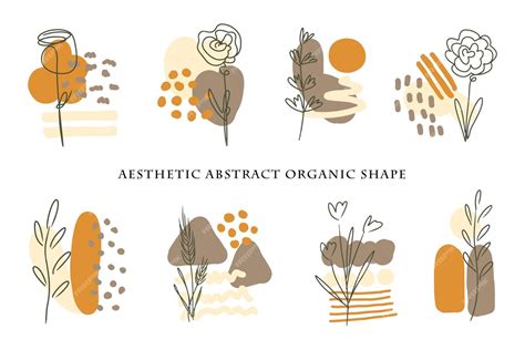 Premium Vector A Set Of Aesthetic Abstract Shape With Cute Floral