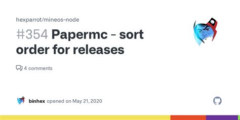 Papermc Sort Order For Releases · Issue 354 · Hexparrotmineos Node · Github