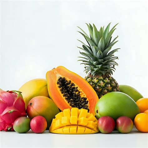 Tropical Fruits With Pineapple Papaya Mango Passion Fruit Starfruit
