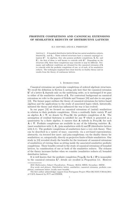 Pdf Canonical Extensions And Profinite Completions Of Semilattices And Lattices