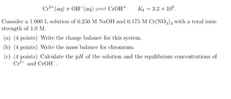 Solved Cr2 Aq Oh Aq Croh Kl 3 2 × 108 Consider A