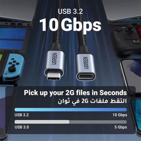 Ugreen Usb C Male To Usb C Female Gen2 Alu Case Braided Extension Cable