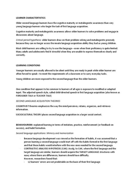 Explaining Second Language Learning Pdf Second Language Second