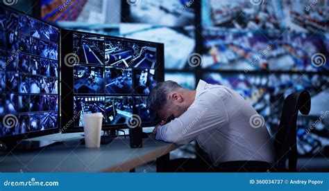 Security System Cctv Camera Operator Stock Image Image Of Male