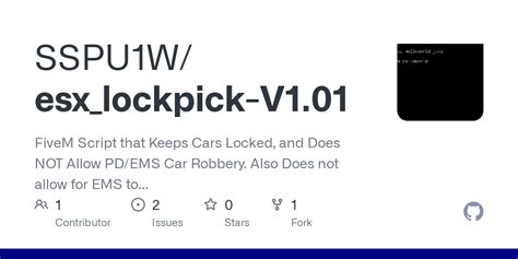 Github Sspu1w Esx Lockpick V1 01 Fivem Script That Keeps Cars Locked And Does Not Allow Pd