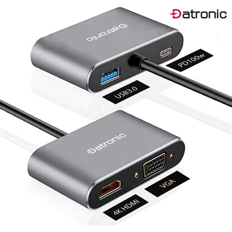 Datronic USB C In HDMI VGA Dual Display Multiport With PD W DUSBC Thunder Match