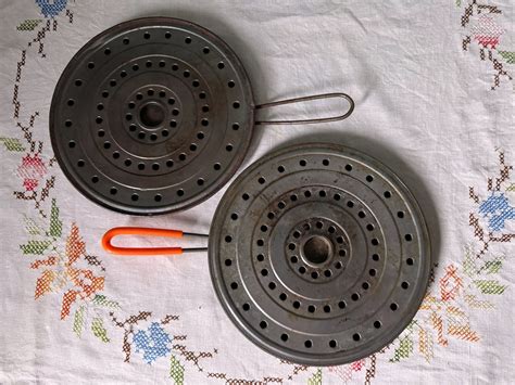 Vintage Heat Diffuser Round Metal Flame Fanner Wire Handle Mini Pot Cooktop Flat Shield Holes