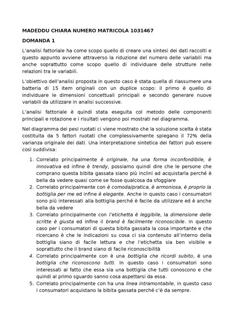 Esame Data Analysis Laurea Magistrale In Marketing Consumi E