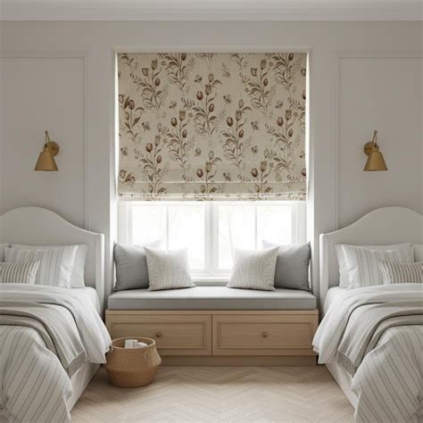 Priya Floral Cotton Roman Shade Custom Floral Roman Shades Unicurt