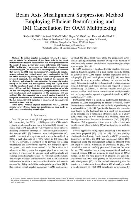 Pdf Beam Axis Misalignment Suppression Method Employing Efficient Beamforming And Imi