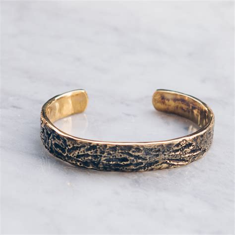 Textured Brass Bracelet For Men And Women Gold Cuff Etsy