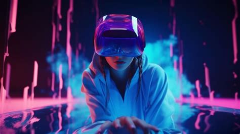 Girl In Vr Glasses Illustration Ai Generativexa Premium Ai Generated