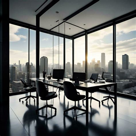Ai Generated Interior Of Modern Office With Panoramic Window And City