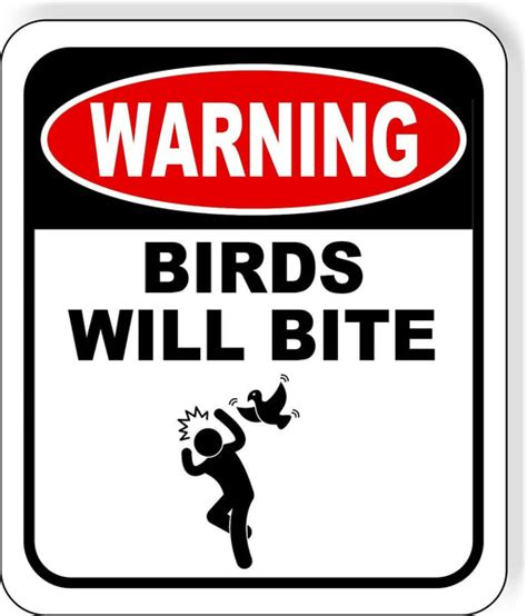 Warning Birds Will Bite Metal Aluminum Composite Sign Work House Signs