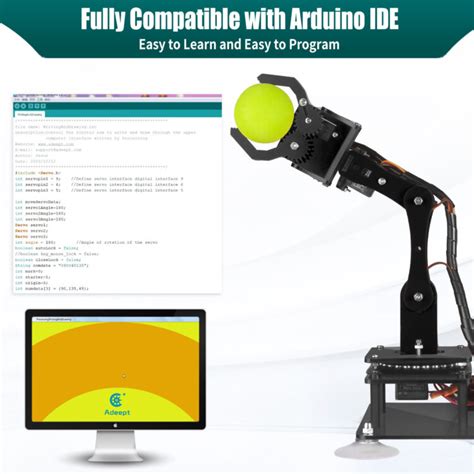 Adeept 5 Dof Robotic Arm Kit Compatible With Arduino Ide Programmable Diy Coding Stem Education