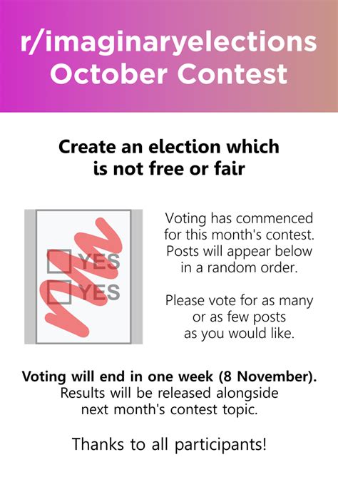 R Imaginaryelections October Contest Voting R Imaginaryelections