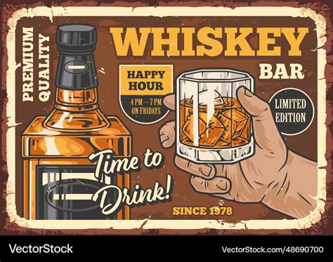 Vintage Whiskey Bar Poster Royalty Free Vector Image