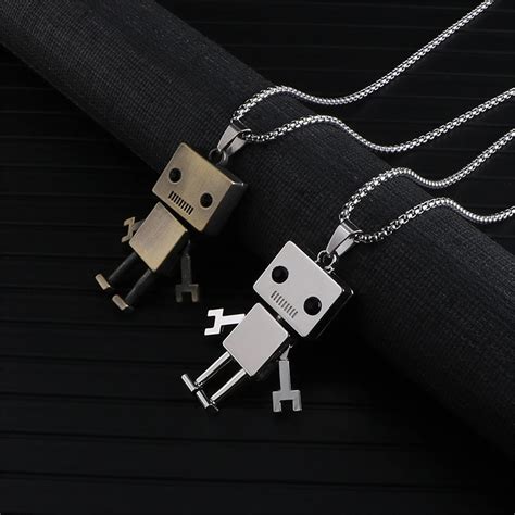 남성용 스테인레스 스틸 스웨터 목걸이 힙합 사지 이동식 큐브 로봇 펜던트 목 체인 Cadena Collar Hombre